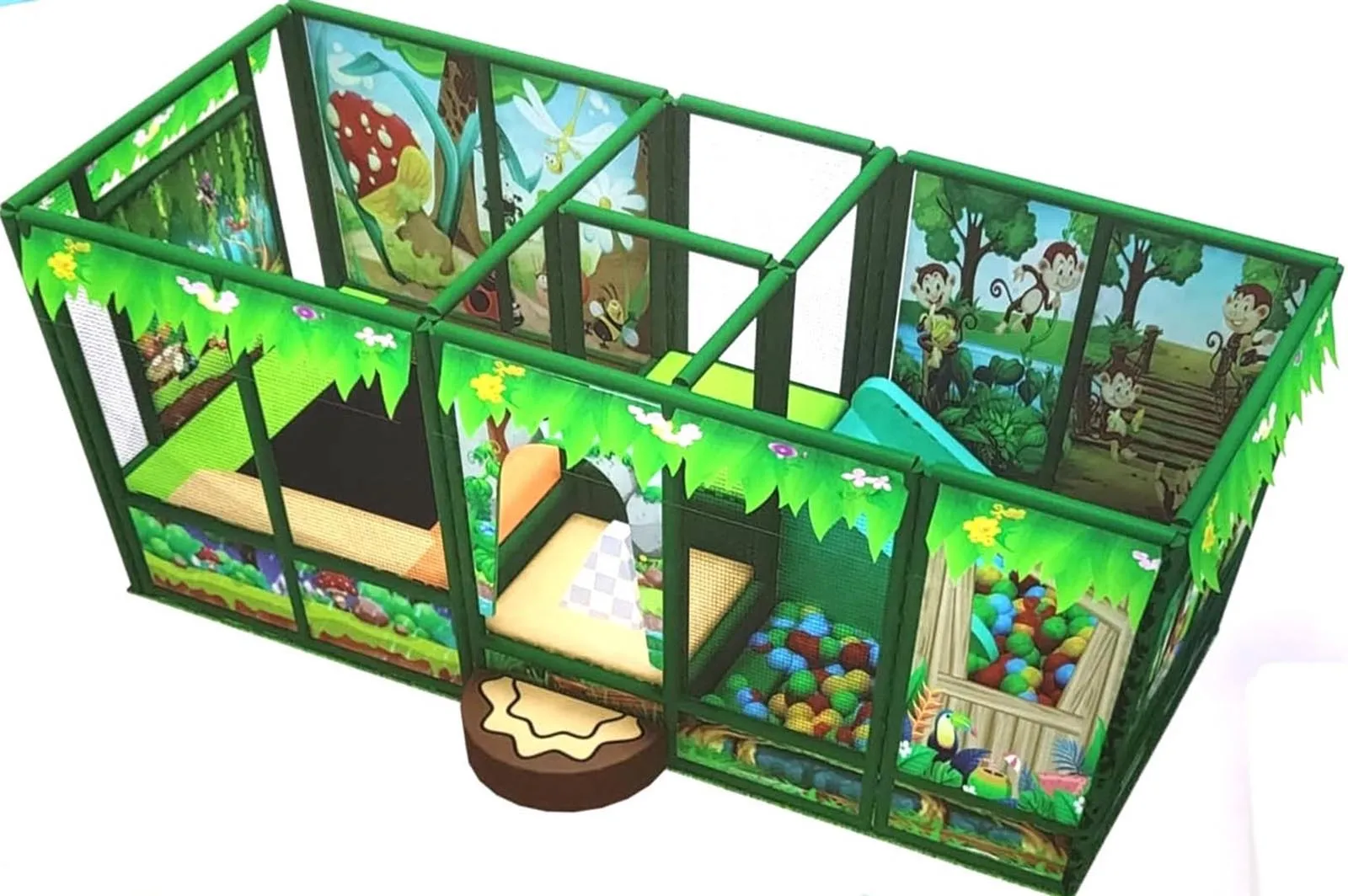 PLAYGROUND PER BAMBINI CON TAPPETO ELASTICO E VASCA PALLINE ...